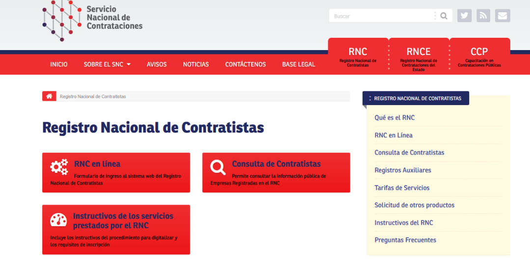 RNC EN LÍNEA: SERVICIO NACIONAL DE CONTRATACIONES